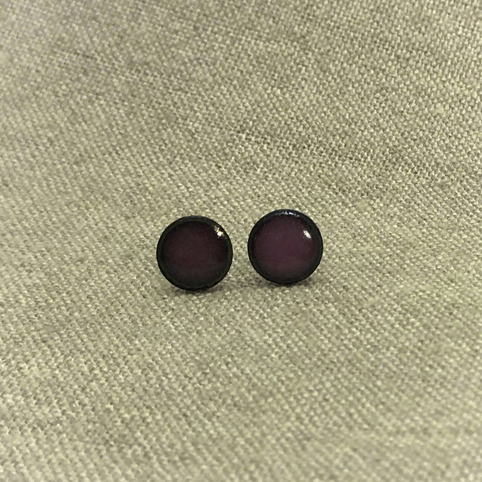 Purple Stud Earrings Purple Enamel Earrings With Stainless | Etsy