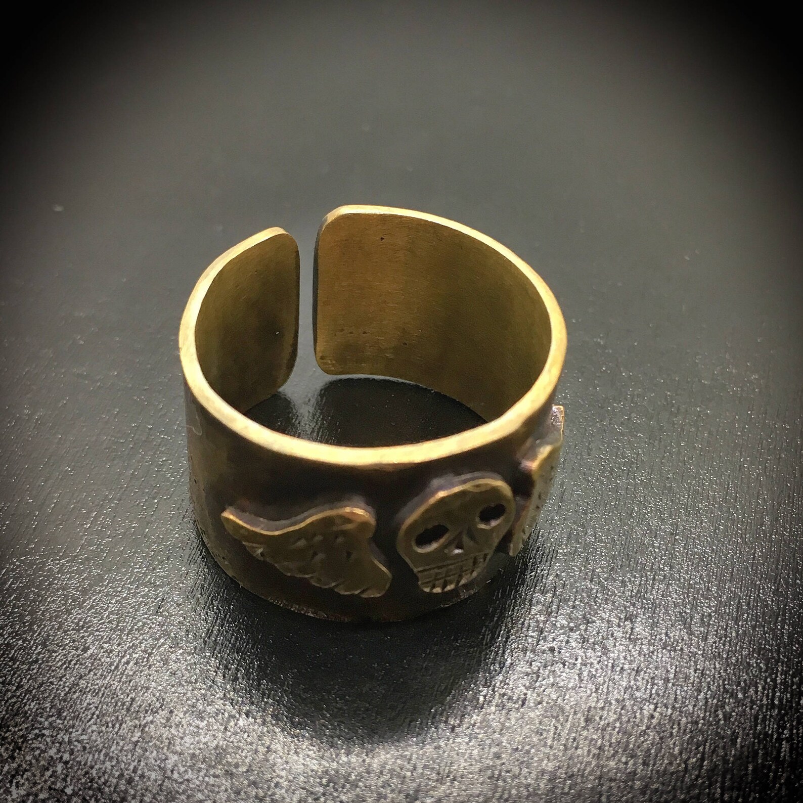 Tombstone Skull Ring Hand Made Brass Cuff Ring - Etsy