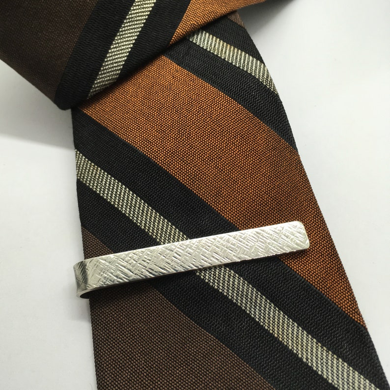 Nickel Silver Tie Clip With Cross Hatch Hammered Texture - Etsy