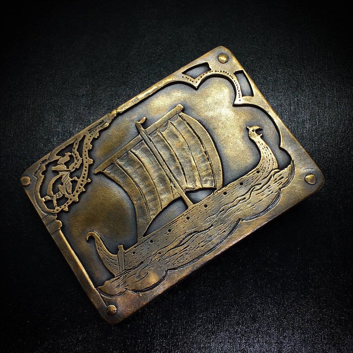 Viking Ship Belt Buckle-bronze Belt Buckle - Etsy