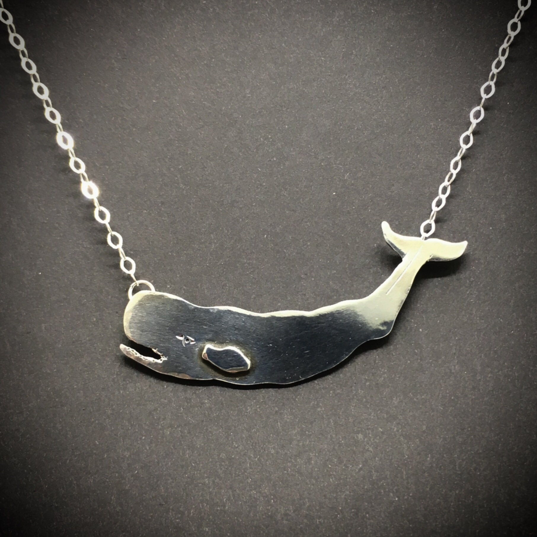 Silver Whale Necklace Sterling Silver Sperm Whale Pendant | Etsy