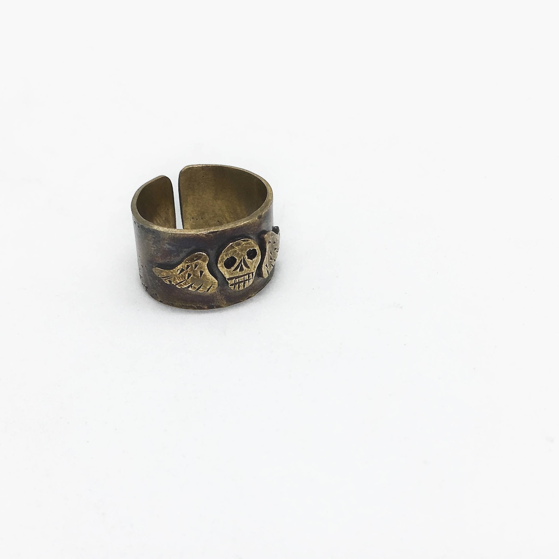 Tombstone Skull Ring Hand Made Brass Cuff Ring - Etsy