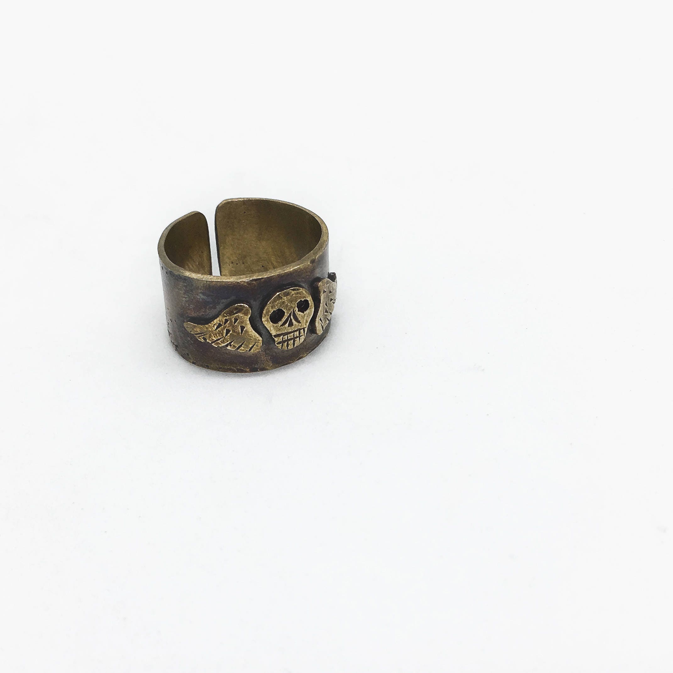 Tombstone Skull Ring Hand Made Brass Cuff Ring - Etsy