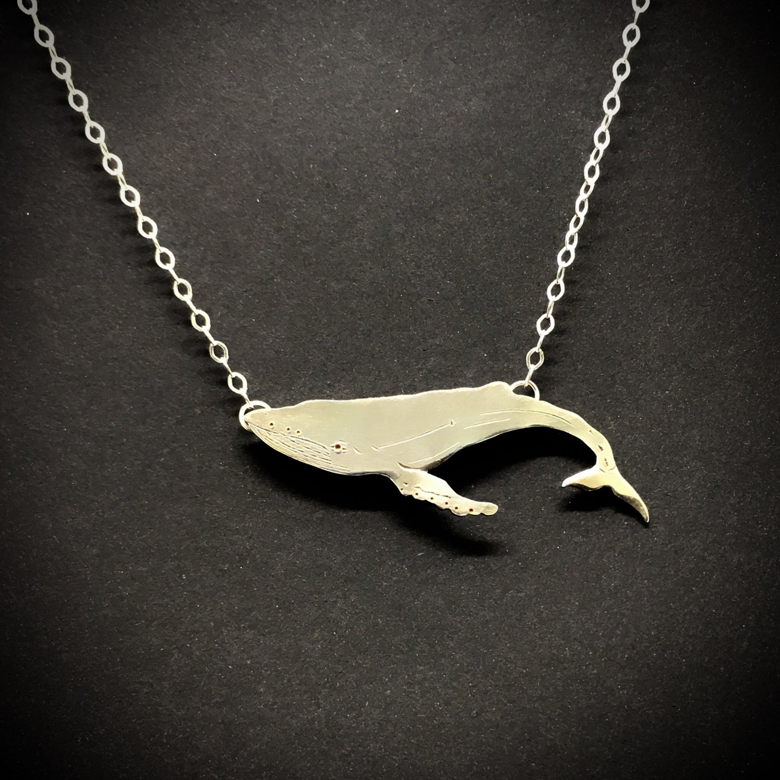 Handmade Sterling Silver Humpback Whale Necklace, 20 Inch Chain - Etsy