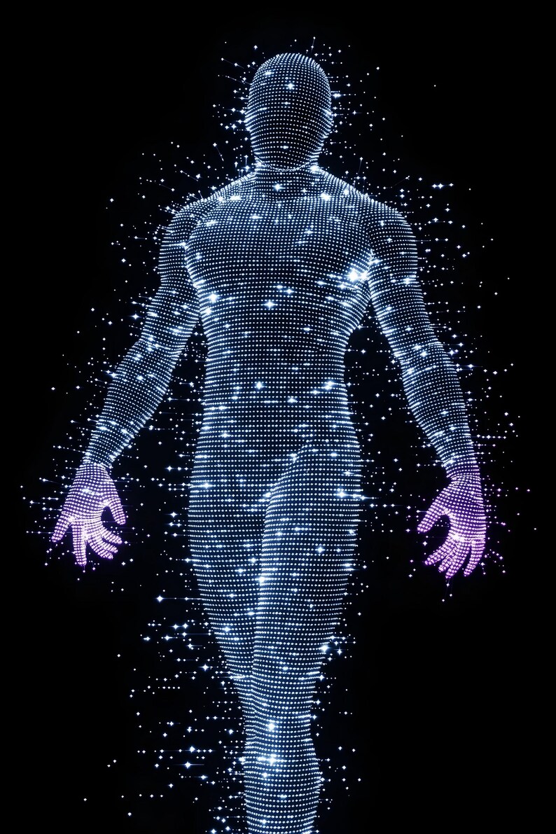 One Pixelated Futuristic Human Figure, Inspired by Michelangelo's ...