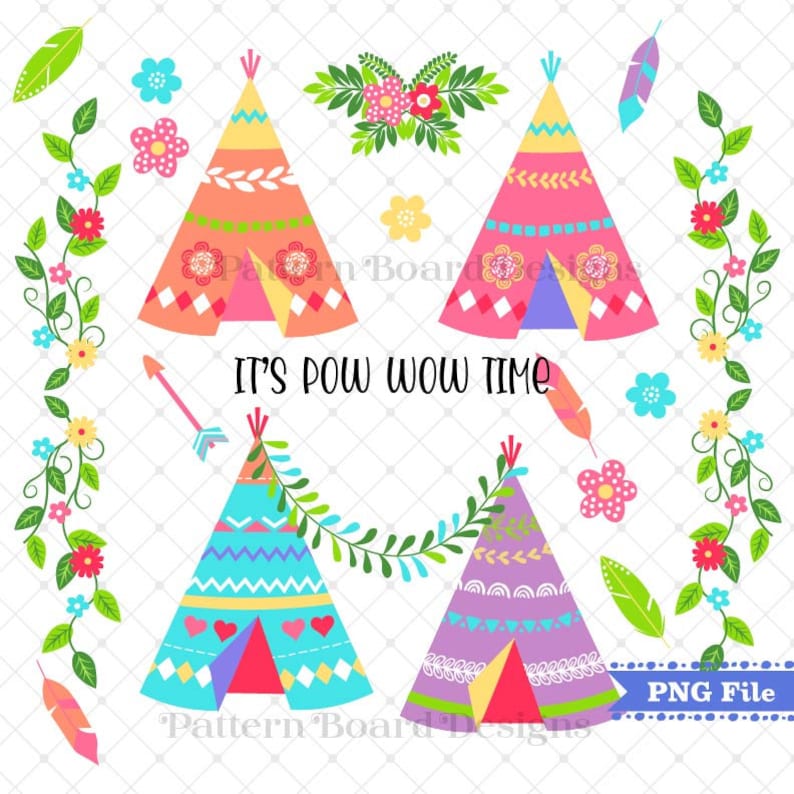 Digital Tee Pee Clip-art 15 Piece PNG. Design Collection - Etsy