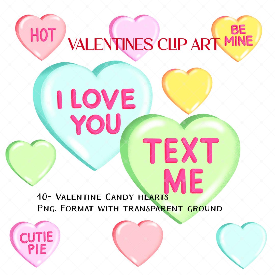 Valentines CANDY HEARTS Digital Download Clip-art PNG Files - Etsy