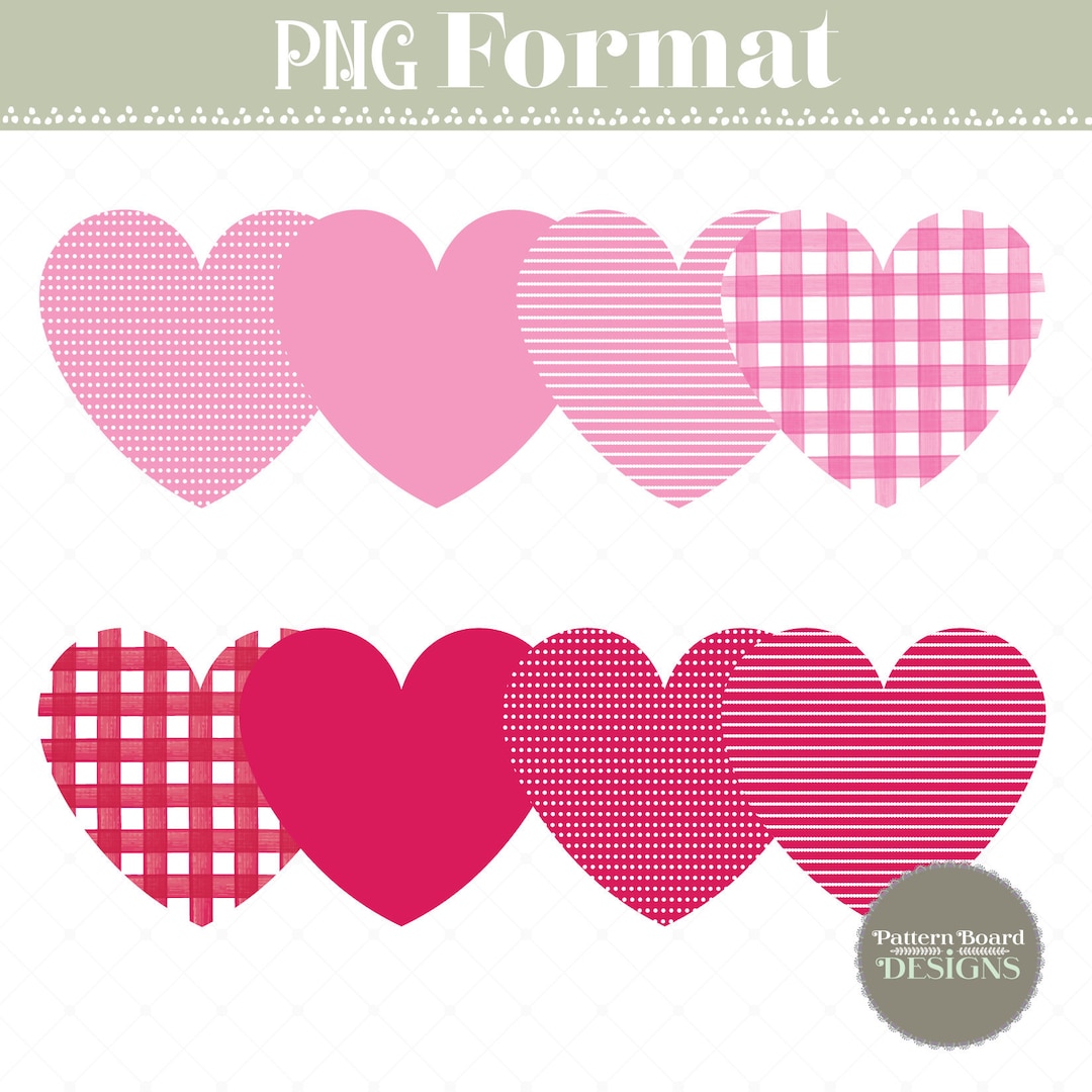 Digital Set of 8 VALENTINES HEARTS Clip Art Png. Format - Etsy