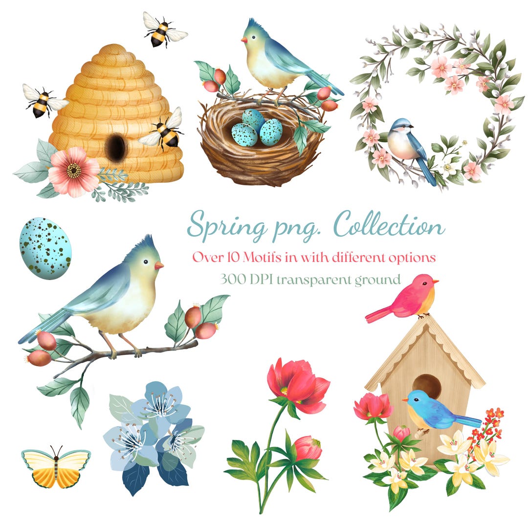 Set of 10 Digital SPRING MOTIFS Clip Art Scrapbooking,cards,diy - Etsy