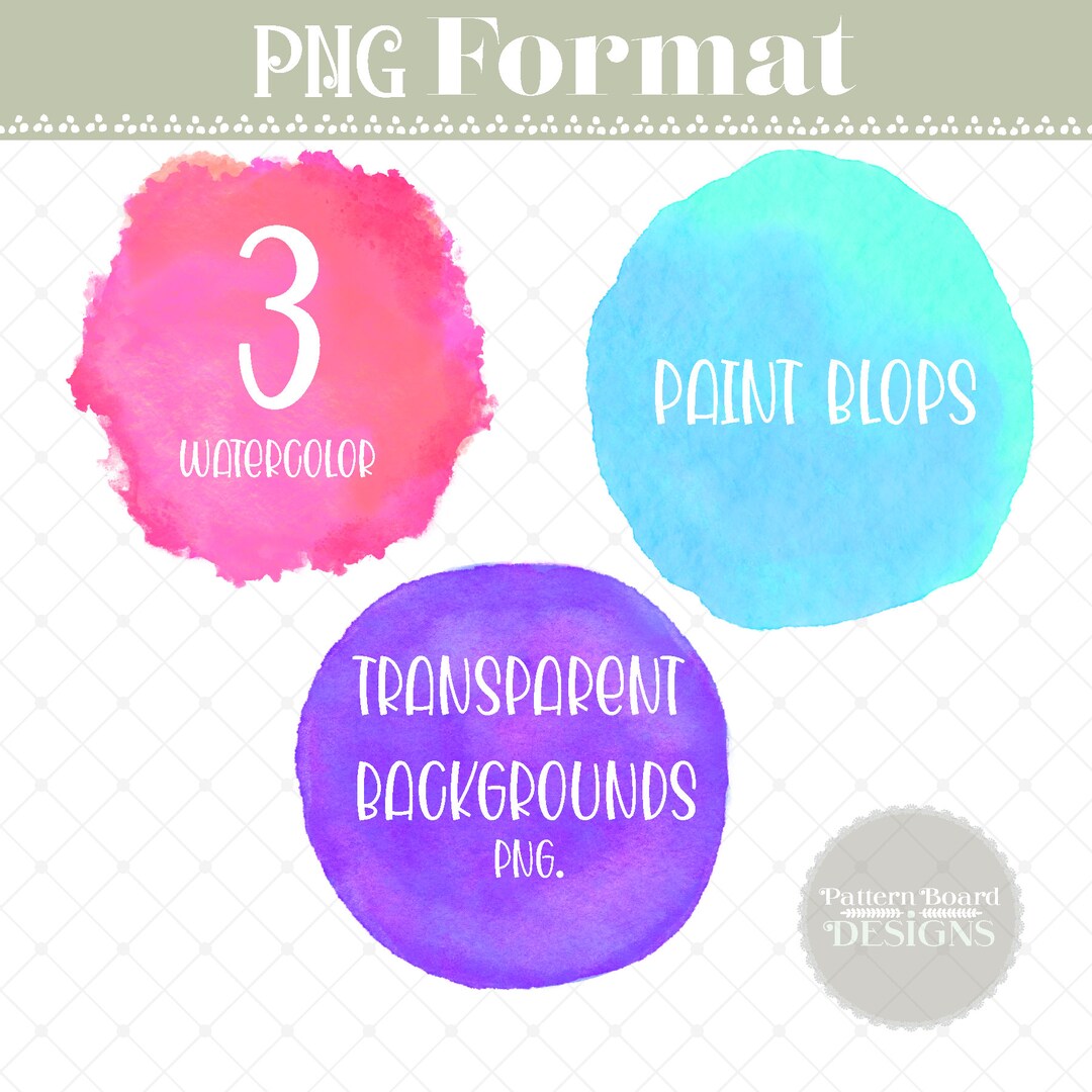 Digital Paint Blops Watercolor PNG Clip Art Download - Etsy