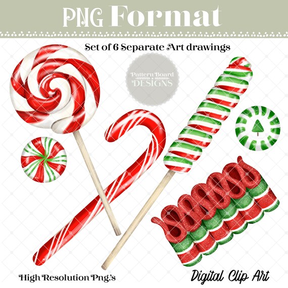 Digital Download Holiday CHRISTMAS CANDY Clip-art in PNG. - Etsy
