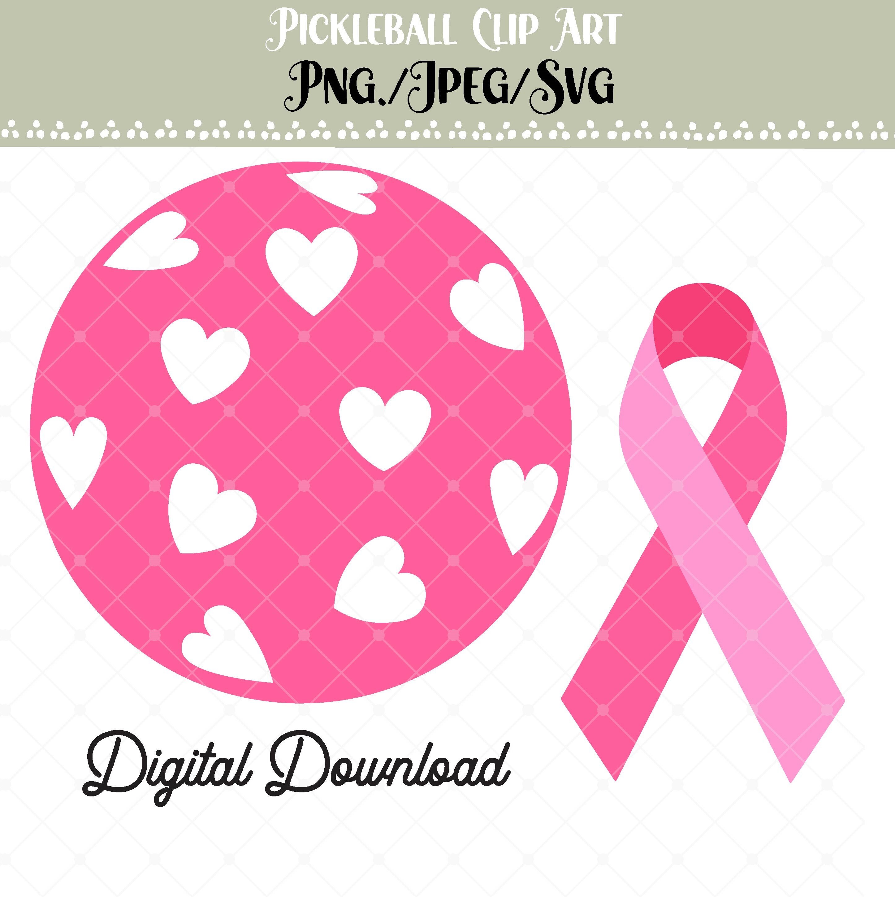 PICKLEBALL Heart Breast Cancer Awareness Pickleball Digital Download ...