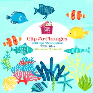 DIGITAL Under the Sea Set PNG. Clip Art - Etsy México