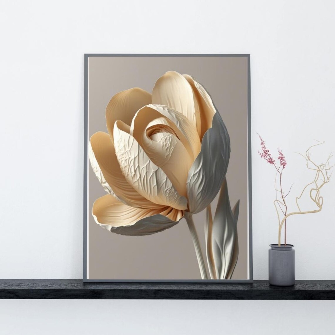 Whispering Bloom – Soft Minimalist Floral Wall Art |neutral Tones Printable |elegant Botanical ...