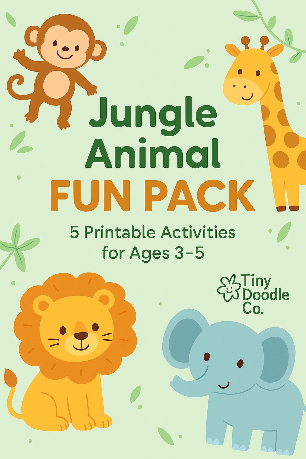Jungle Animal Printable Activity Pack - Kids Worksheets Ages 3-5 - Etsy
