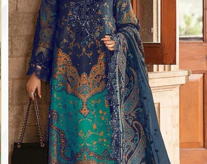 Brand New Original Farah Talib Aziz Embroidered Pakistani Salwar Kameez ...