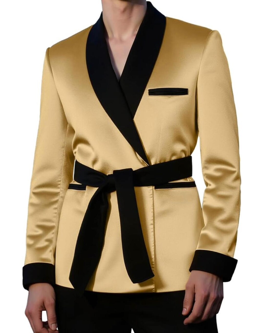 Men Golden Jacket, Smoking Jacket, Quilted Styles Jacket, Evening Wear ...
