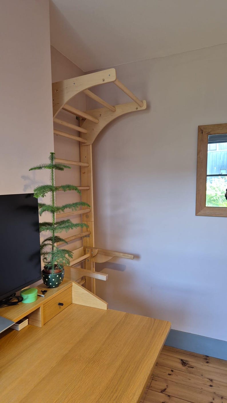 Wooden Wall Stall Bars With Pull-up & Dip Bar - Home Gym - Etsy