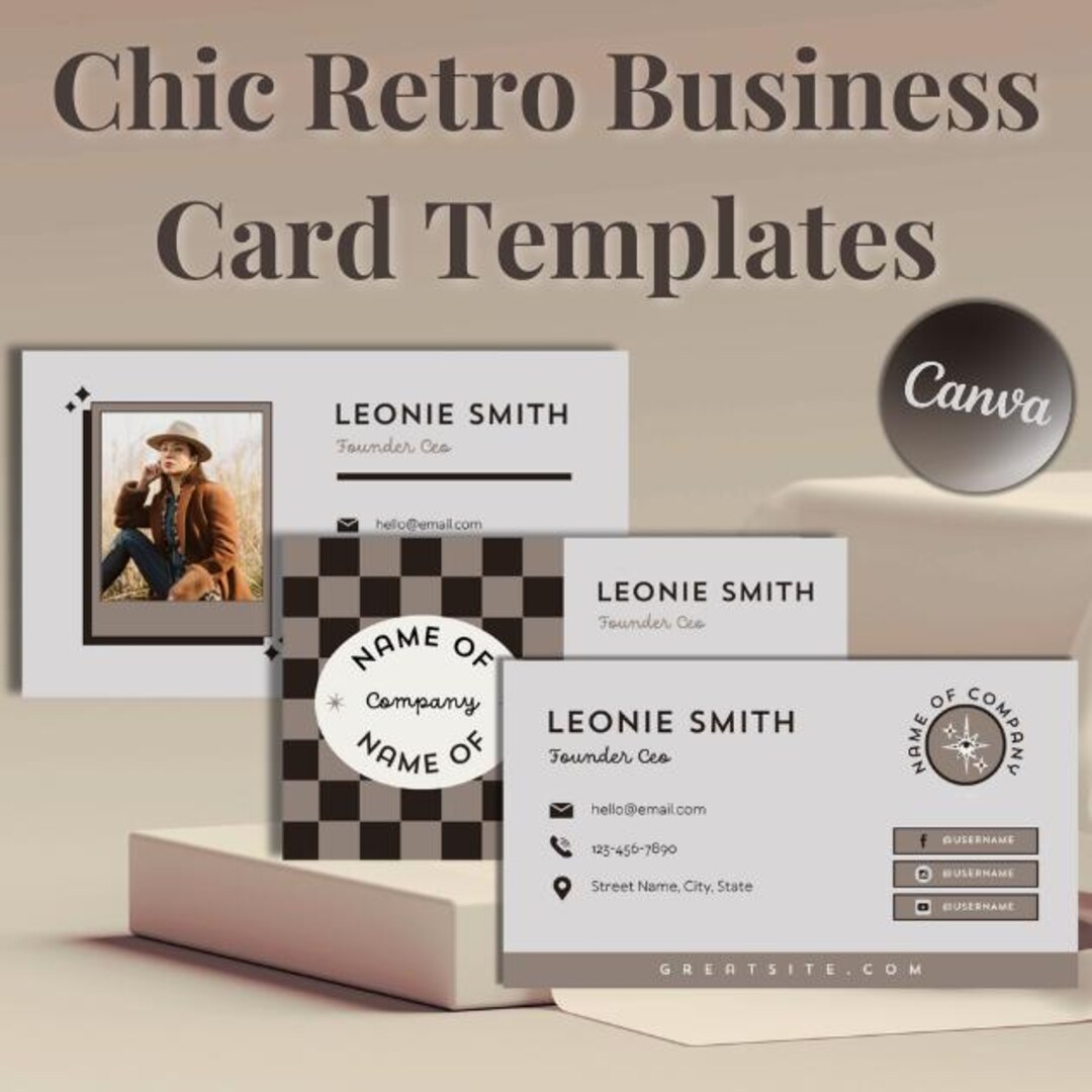 Chic Retro Business Card, Customer Business Card, Editable Canva ...