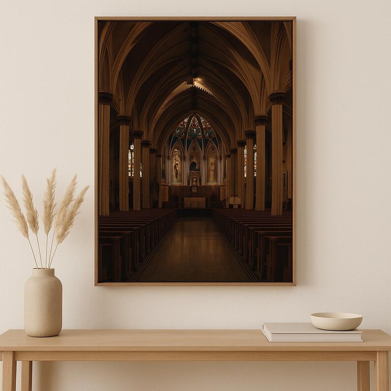 Gothic Cathedral Altar Printable Wall Art | Moody Church Interior ...