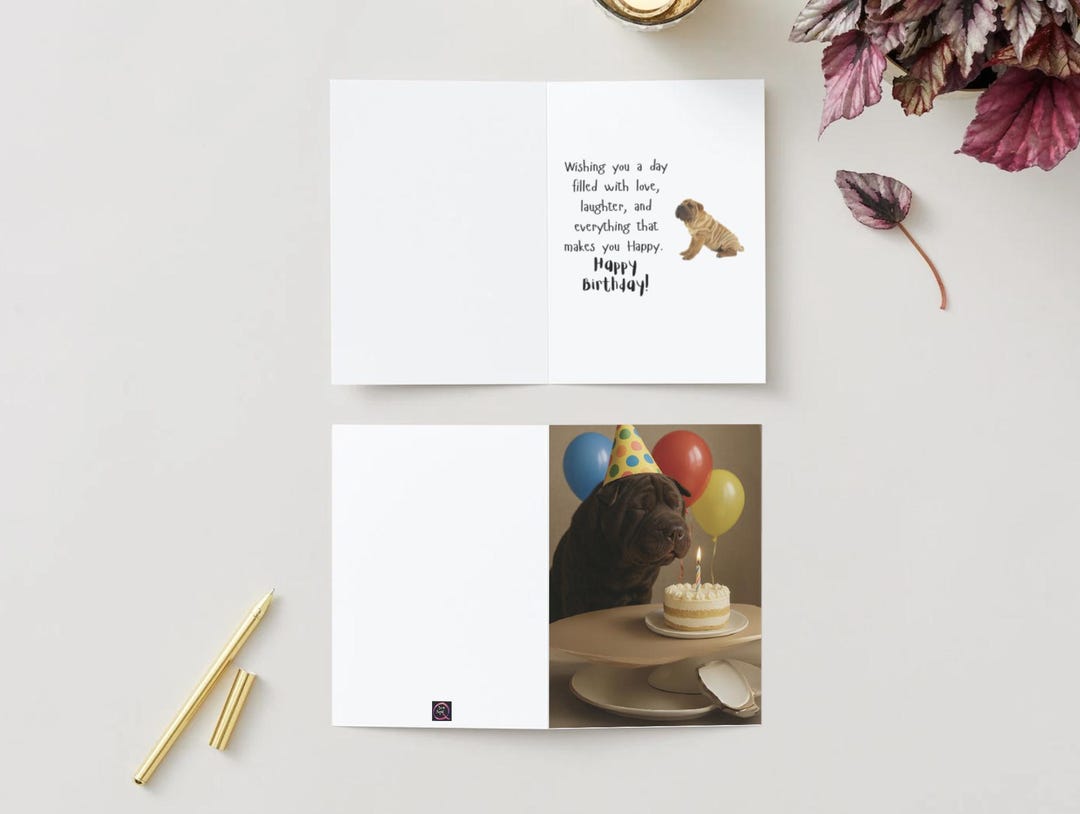 Shar-pei Birthday Card, Dog Birthday Card, Chinese Shar-pei - Etsy