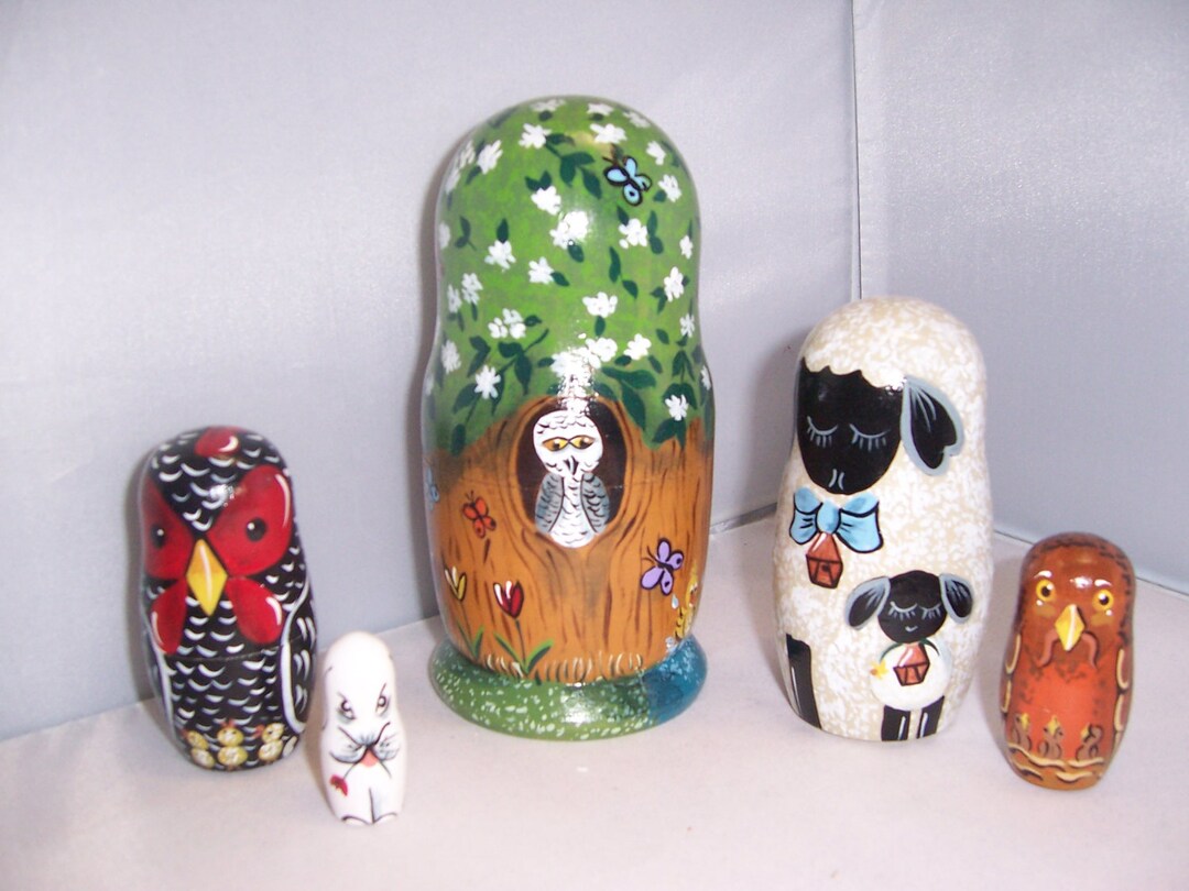 Hand Painted Spring Theme Stacking Nesting Doll Set - Etsy