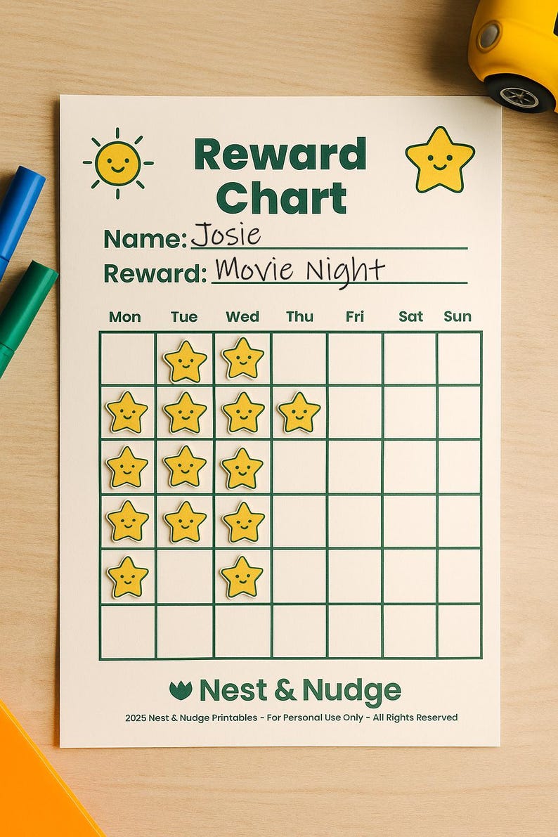 Kids Reward Chart Bundle + Sticker Sheets | Editable PDF | Printable ...