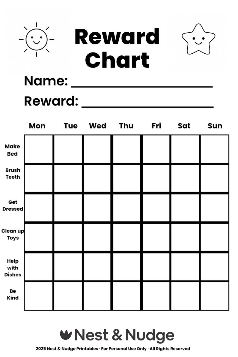 Kids Reward Chart Bundle + Sticker Sheets | Editable PDF | Printable ...