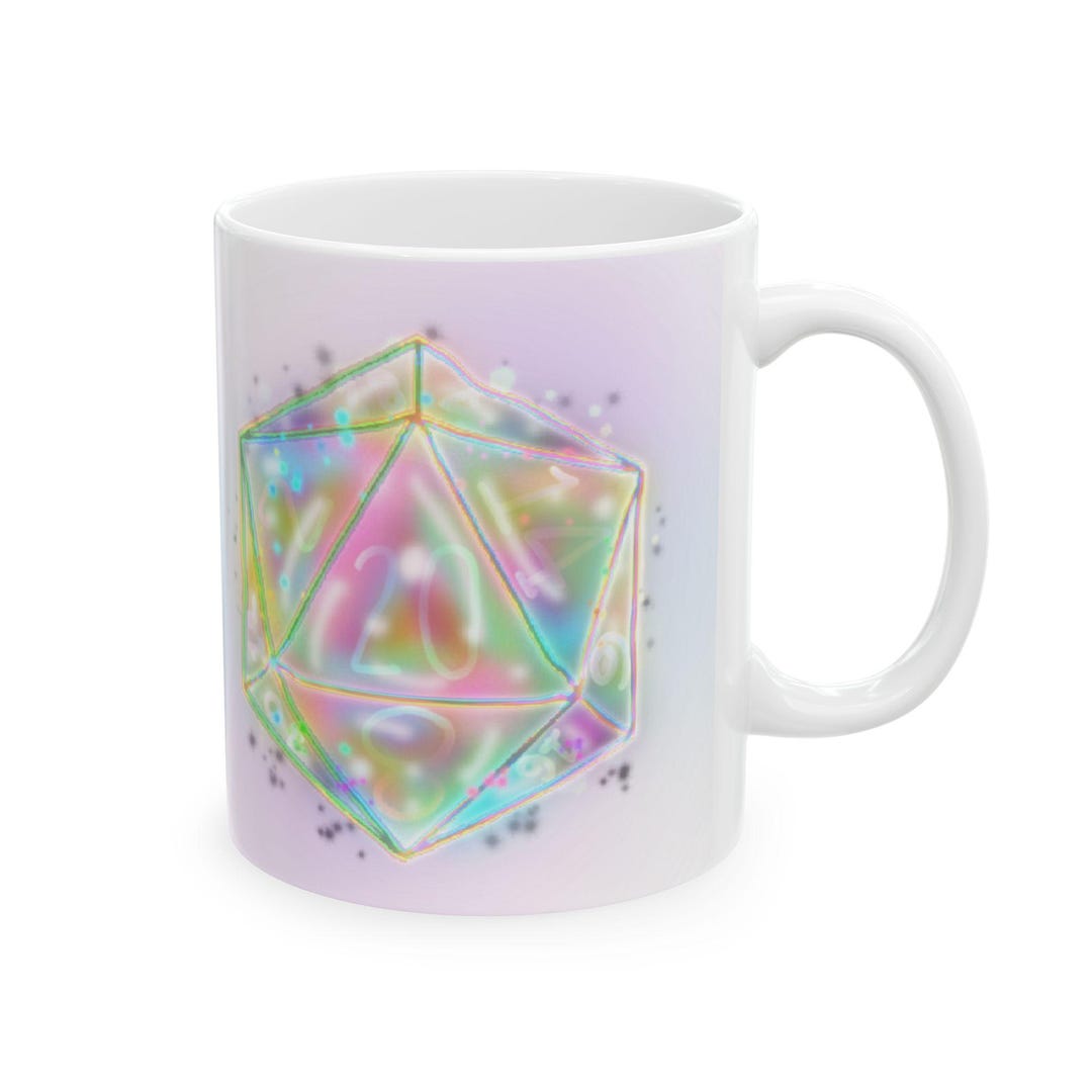 Glowing D20 Mug Magical Pastel Dice Mug | Fantasy Dice Coffee Cup ...