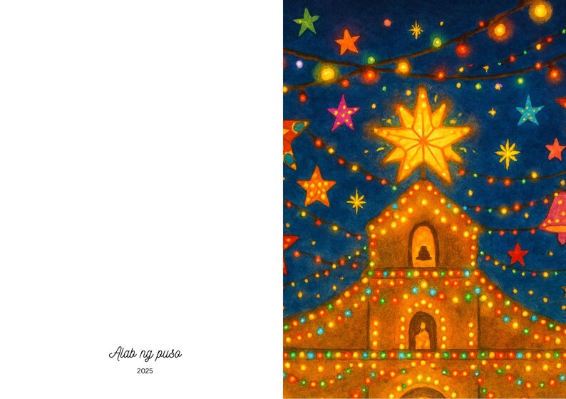 Filipino Christmas Cards: Simbang Gabi Parol Design (printable A5 ...