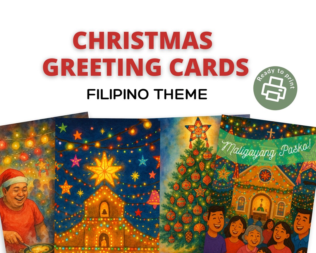 Filipino Christmas Cards: Simbang Gabi Parol Design (printable A5 ...