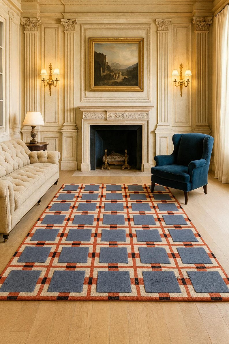Hand-tufted Wool Area Rug | Modern Geometric Plaid Design - Etsy