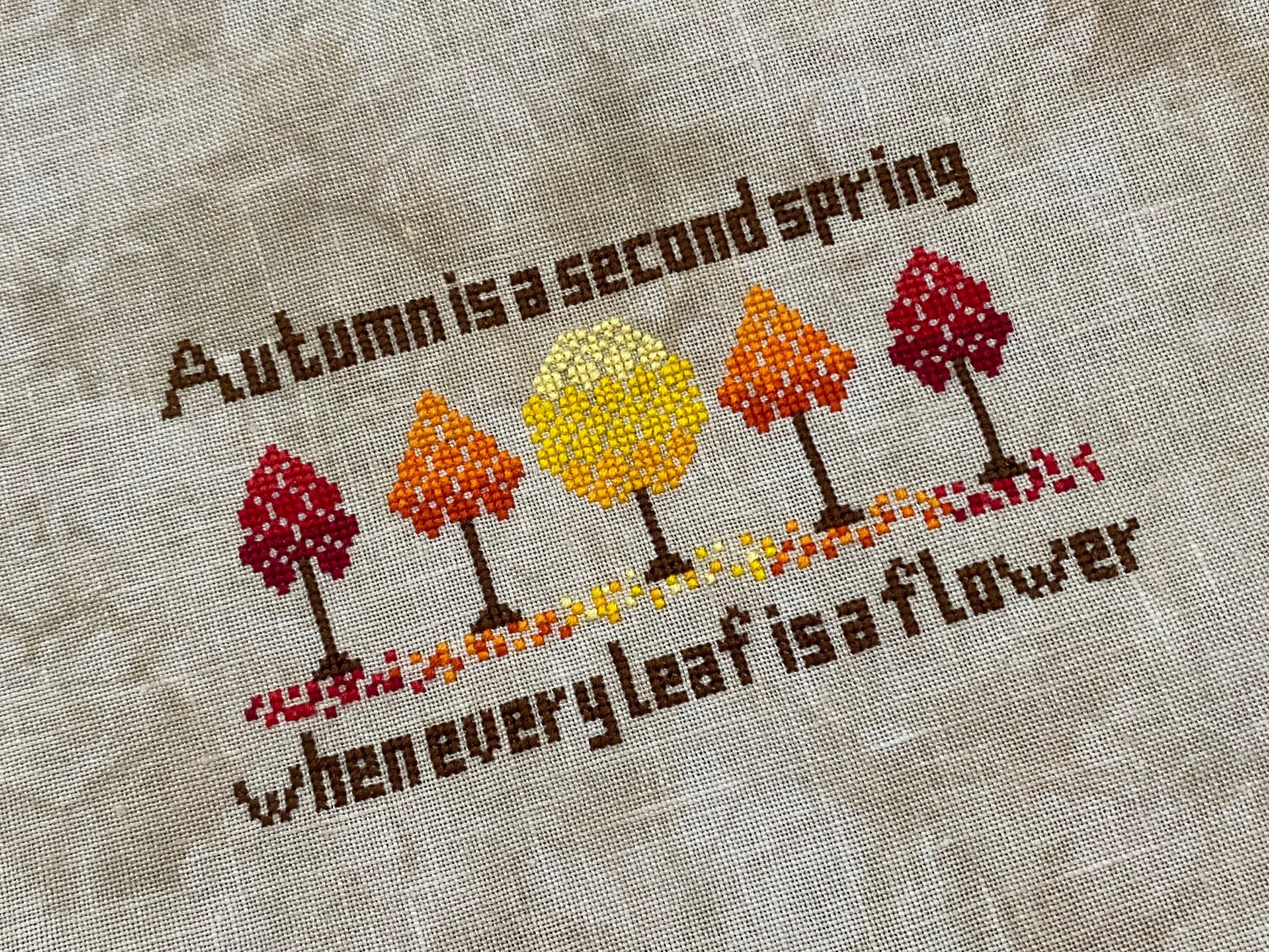 Autumn Trees Cross Stitch Pattern: Second Spring Quote (PDF Pattern) - Etsy