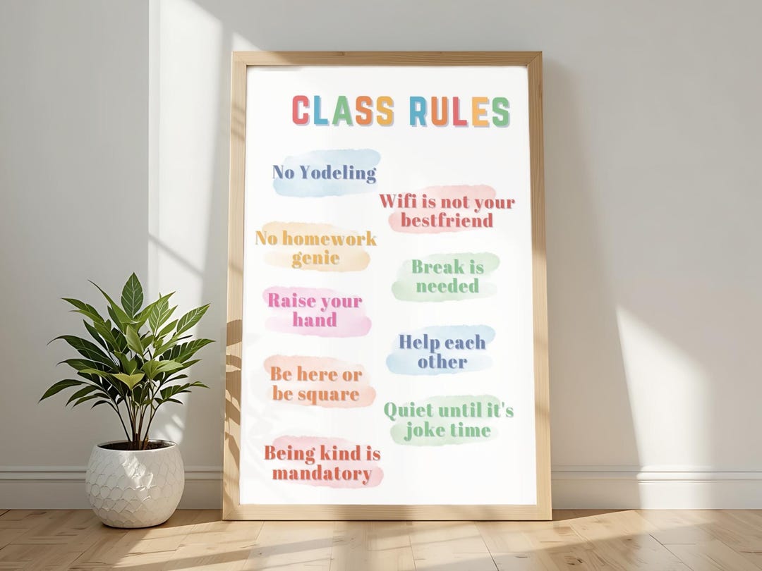 Minimalist Classroom Rules Poster: Playroom Nursery Decor (digital ...
