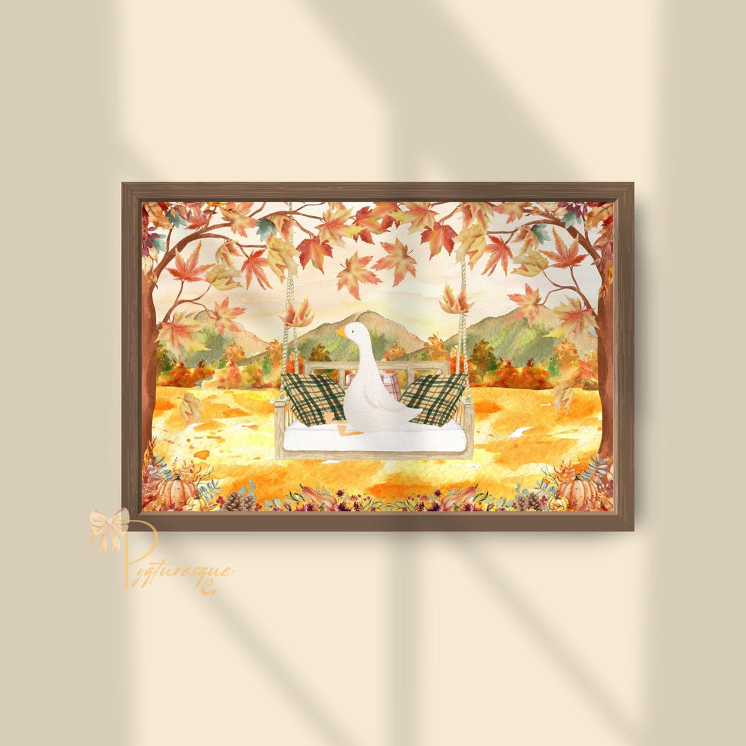 Silly Goose Autumn Poster – Whimsical Fall Illustration for Cozy Home ...