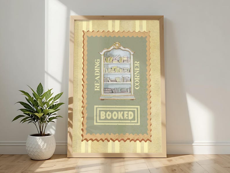 Vintage Reading Corner Poster Set: Book Lover Decor (digital Download ...