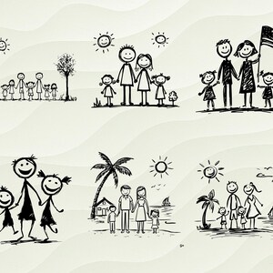 Stick Family SVG PNG Bundle, Family Silhouette Clipart - Etsy