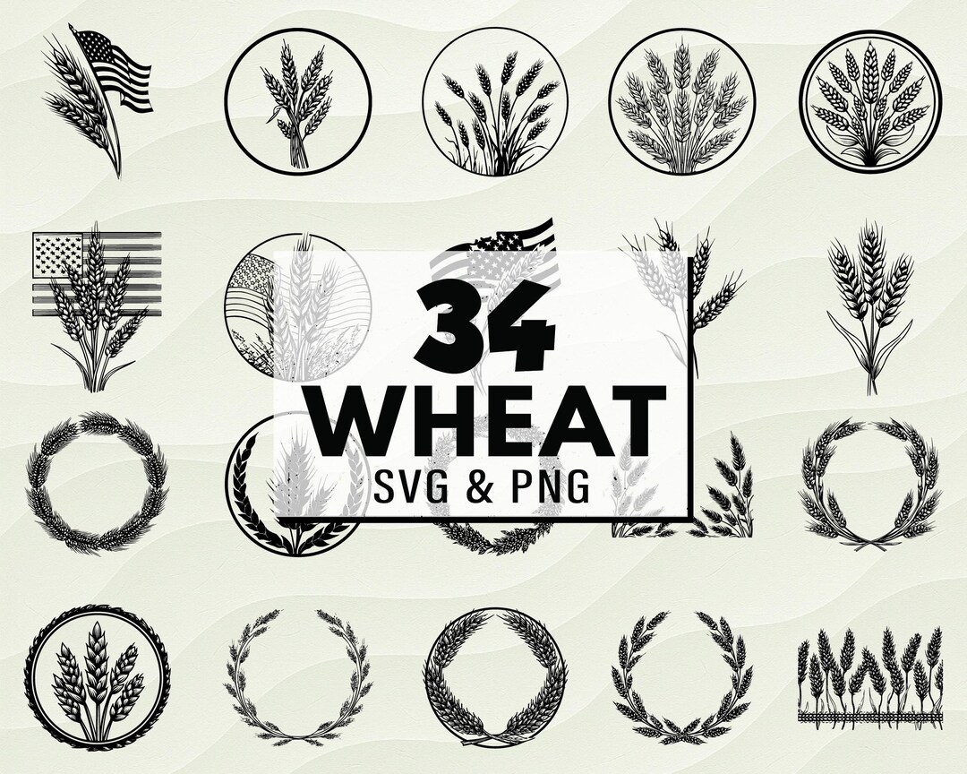 Wheat SVG PNG Clipart, Farm Plant Silhouettes, Cricut Cut Files ...