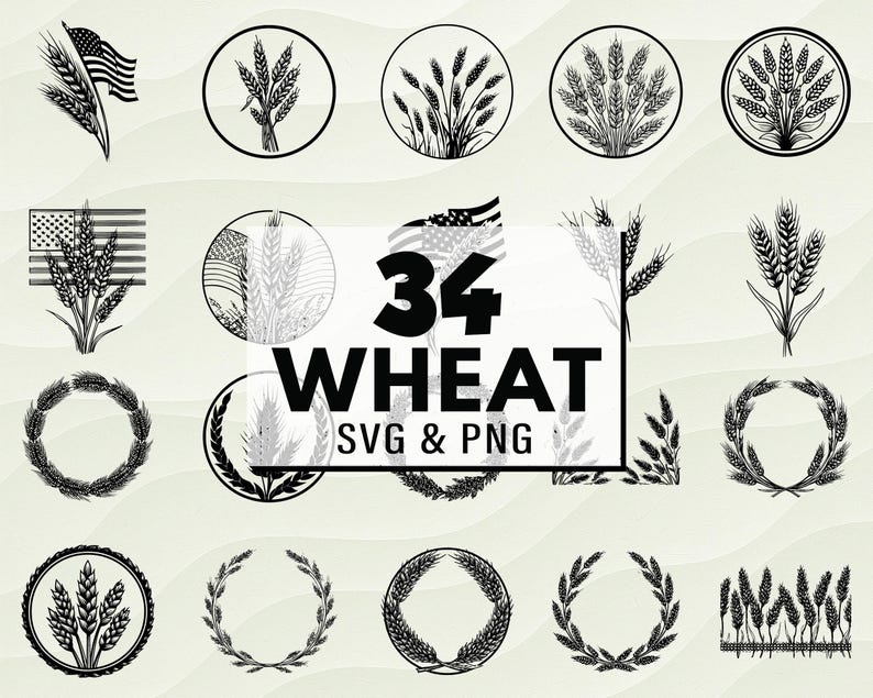 Wheat SVG PNG Clipart, Farm Plant Silhouettes, Cricut Cut Files ...