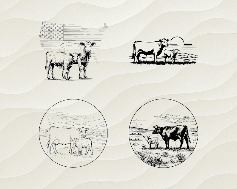 Angus Cow and Calf SVG PNG Bundle, Farm Animal Clipart, Cattle Cut ...