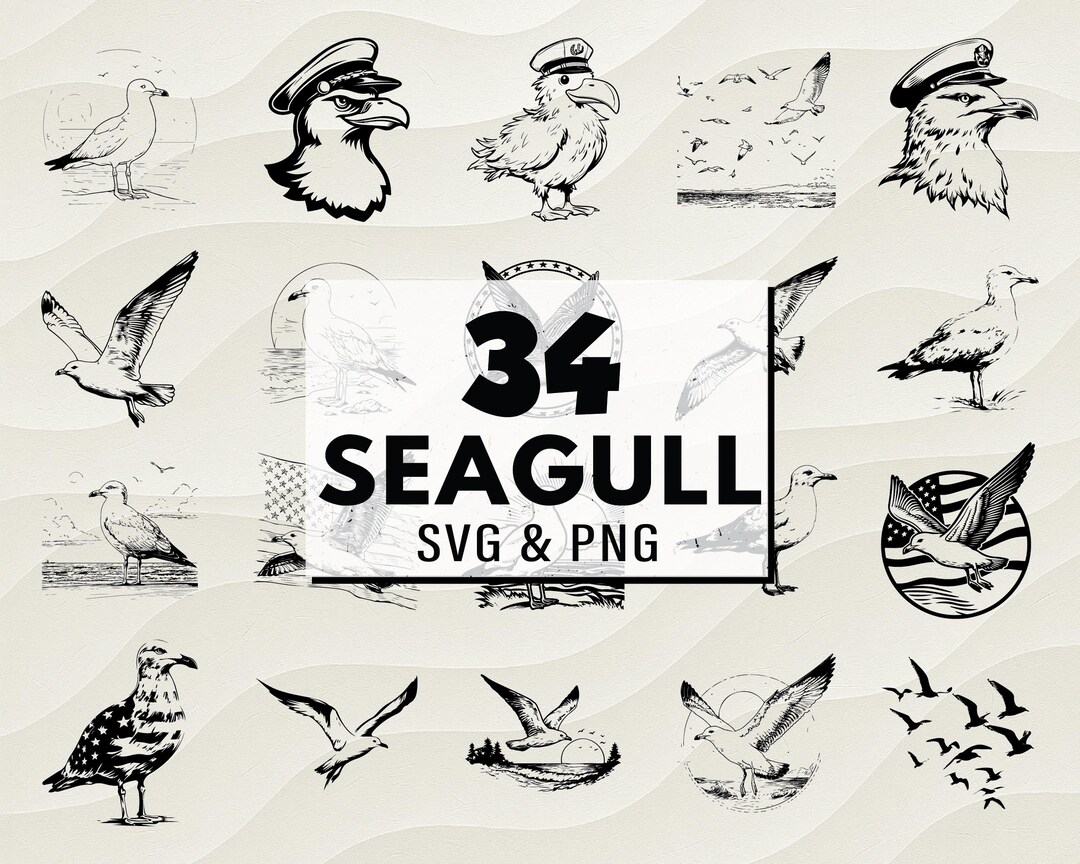 Seagull SVG PNG Bundle, Seagull Clipart, Ocean Bird Cut Files, Seagull ...