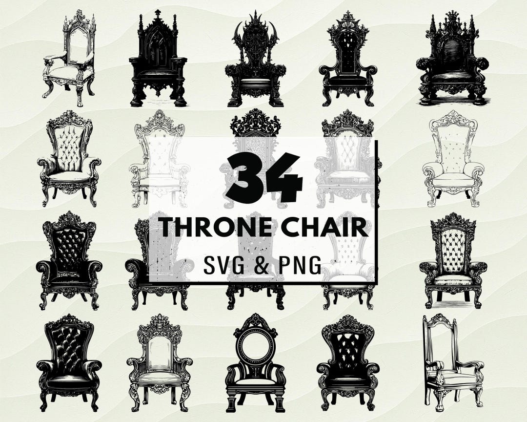 Gothic Throne Chair SVG PNG Bundle, Royal Silhouette Clipart - Etsy UK