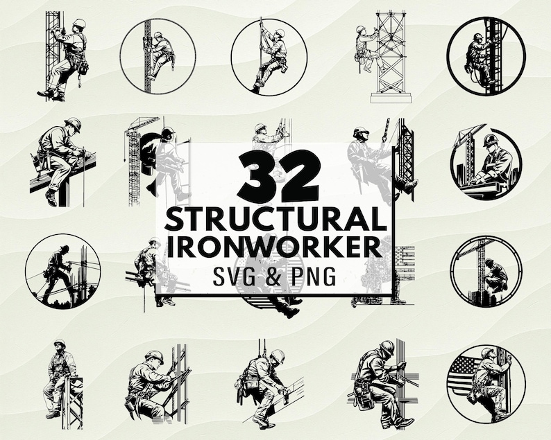 Ironworker Silhouette SVG PNG Bundle, Welding Decals, Hard Hat Stickers ...
