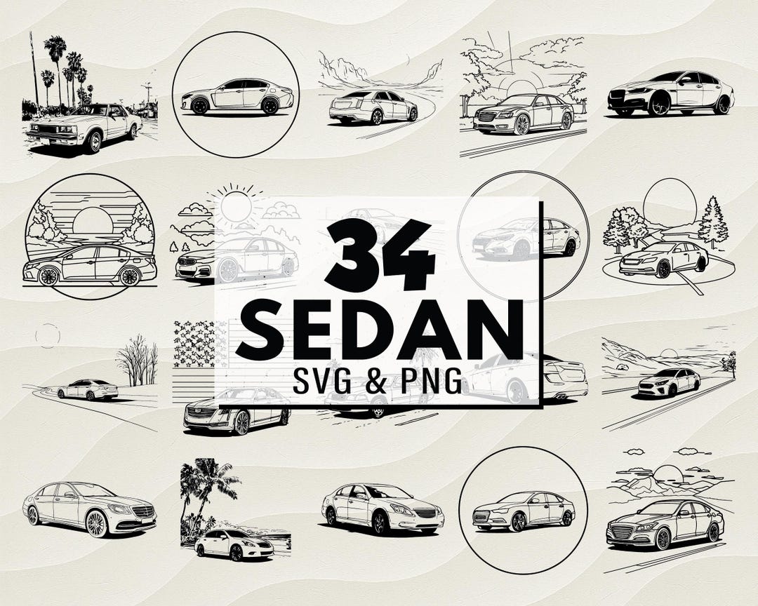 Sedan SVG PNG Bundle, Car Clipart, Vehicle Cut Files, Sedan Cricut ...