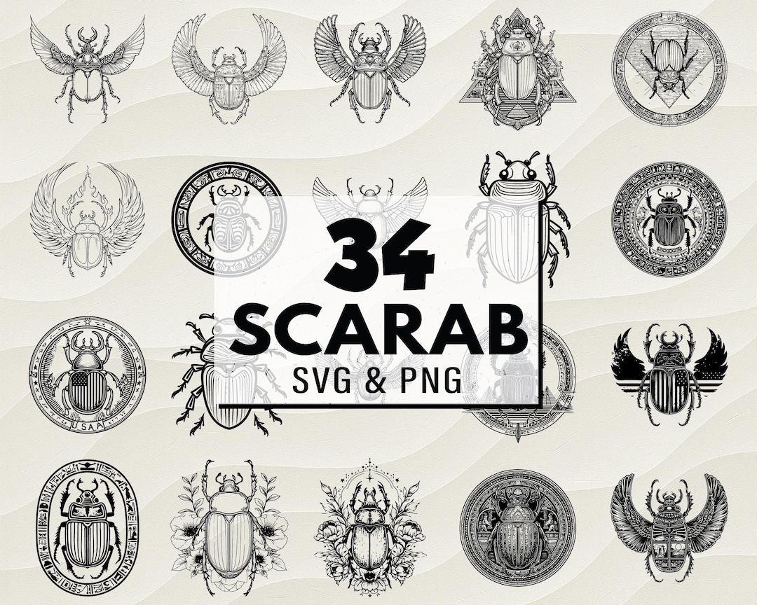 Scarab Beetle SVG PNG Bundle, Ancient Egyptian Silhouette, Scarab ...