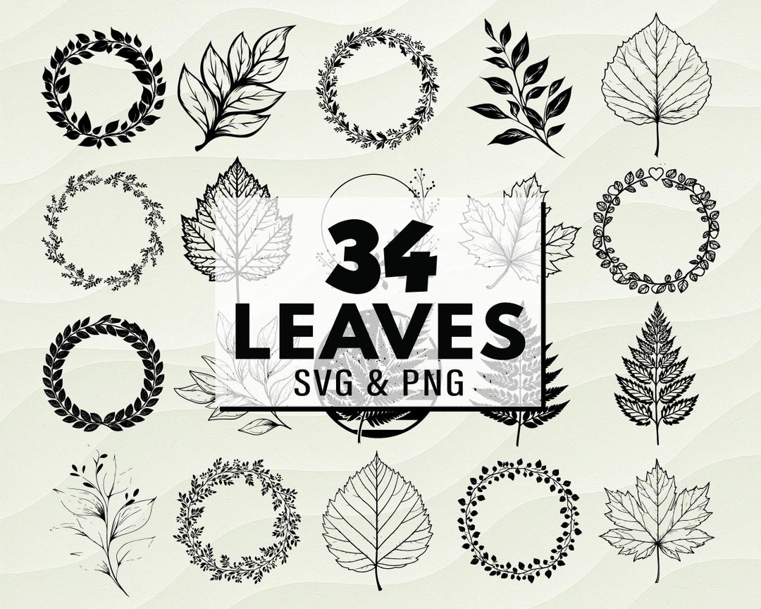 Autumn Leaf SVG Bundle, Fall Foliage Silhouette (digital Download ...