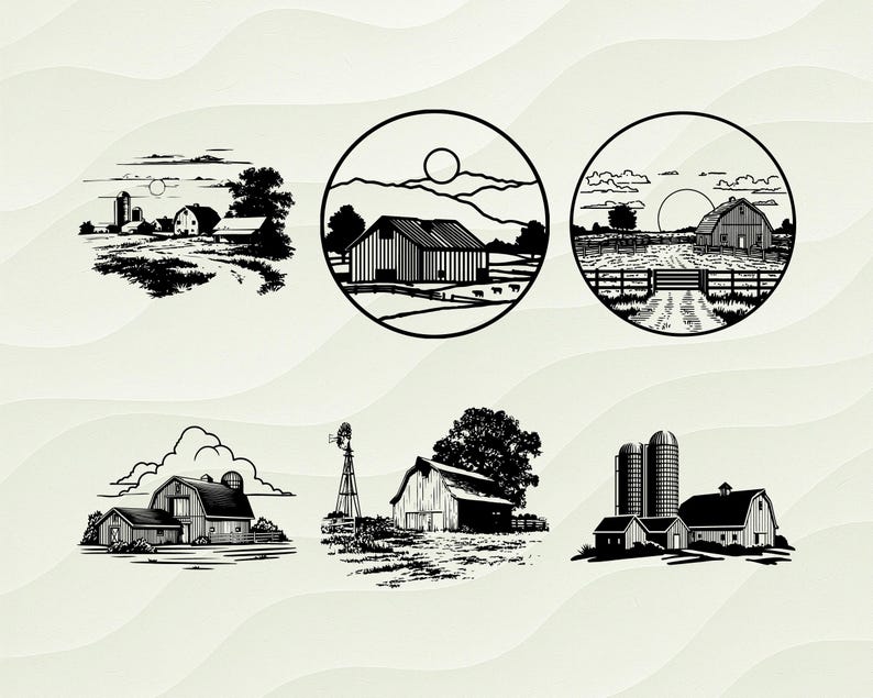 Farm Ranch SVG PNG Clipart, Rustic Farmhouse Silhouette, Rural Svg ...