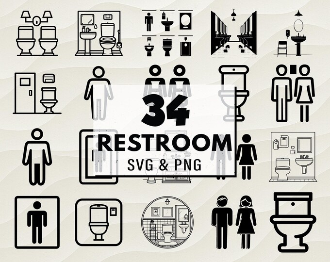 75 Restroom SVG Bundle - Restroom PNG Bundle - Restroom Clipart ...