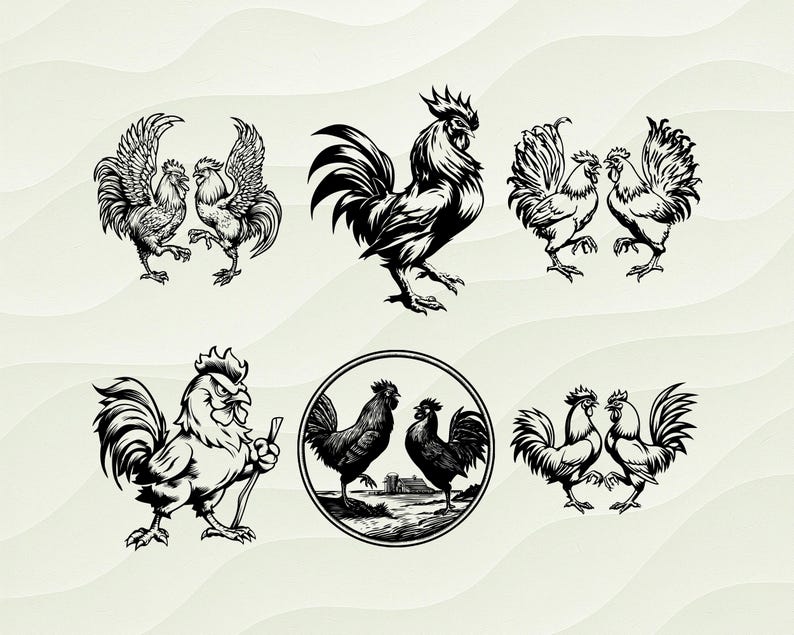 Rooster SVG PNG Bundle, Gamefowl Vector, Farm Animal Decal (digital ...