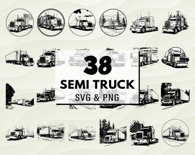 Semi Trailer SVG Files for Cricut, Tractor Truck Clipart, Moving Car ...